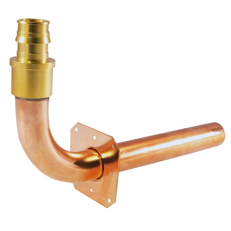 Apollo 8 in. x 3/4 in. Copper PEX-A Expansion Barb Stub-Out 90-Degree Elbow with Flange ...